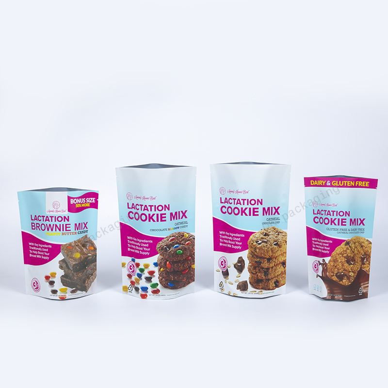 Custom size stand up food pouches for cookies | OK Packaging