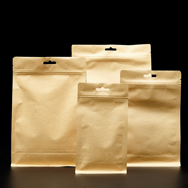 Custom Food Grade Packaging Zipper Bags Brown Kraft Coffee Nut Snack ...