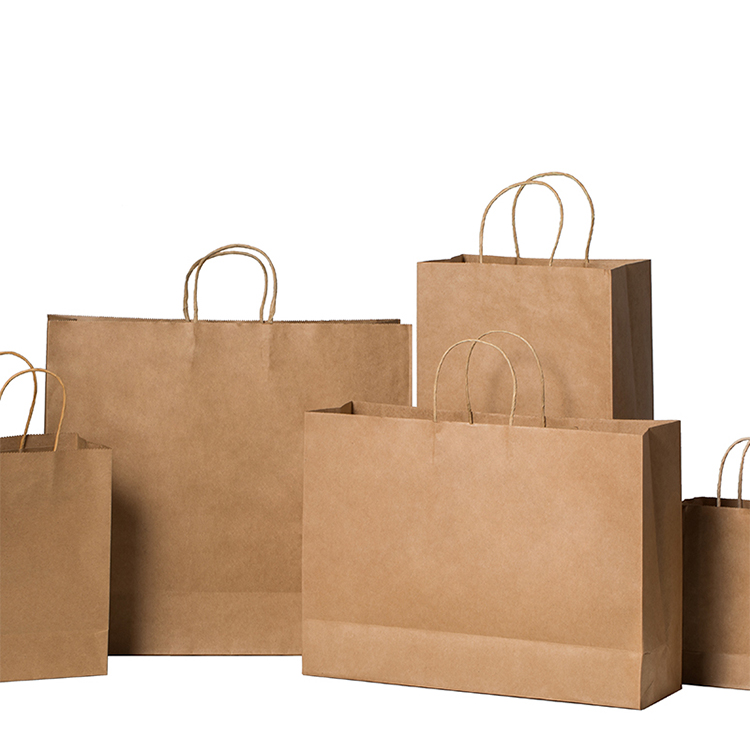 Custom Printed Biodegradable Gift Shopping Bags Packaging Brown Kraft ...