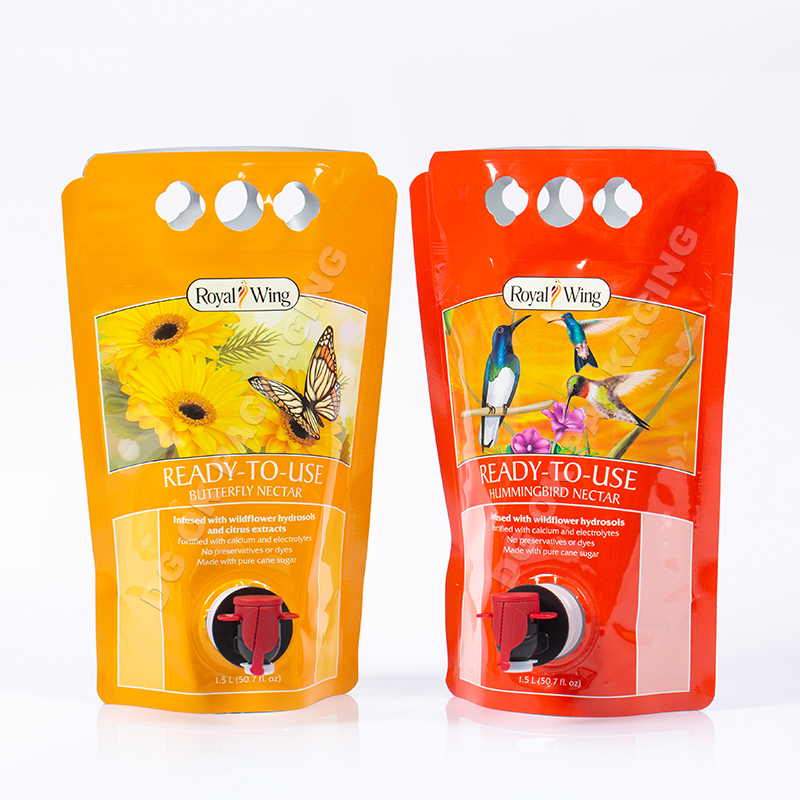 Custom Double Fold Bottom Bib Bag with Valve Tap Stand up Pouch Wine ...